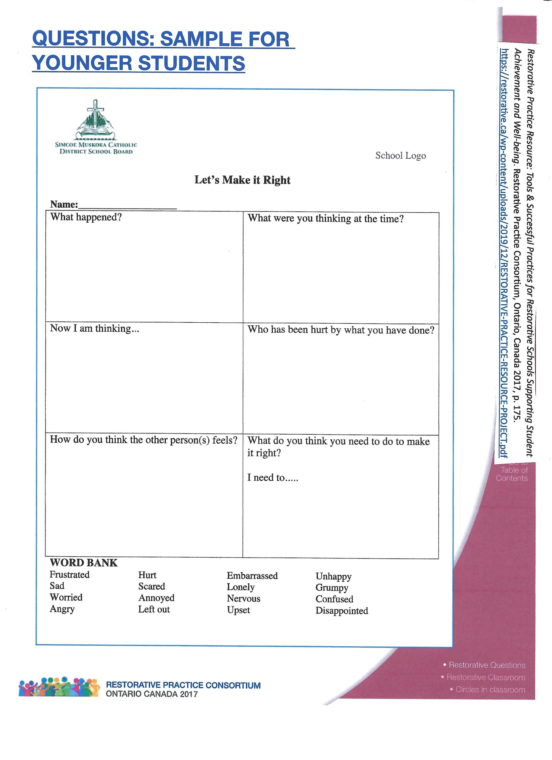 Think Sheets Intermediate Grades Archives - Gateway to Restorative ...