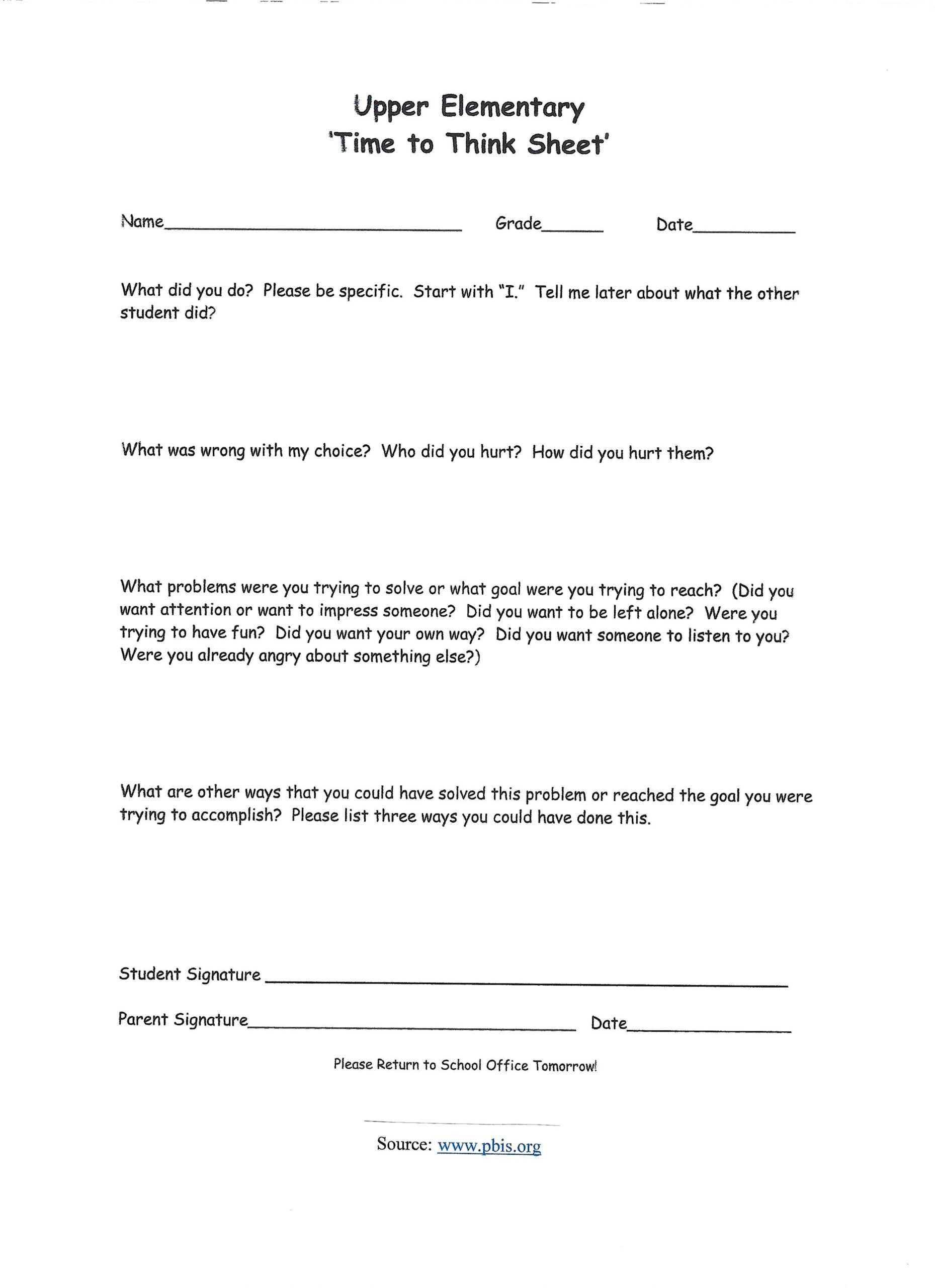 Think Sheets Intermediate Grades Archives - Gateway to Restorative ...